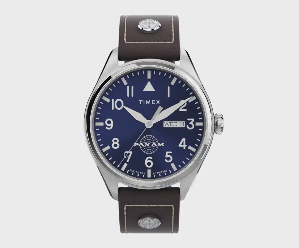 Timex x Pan Am Chronograph 42mm Leather Band – Timex Philippines